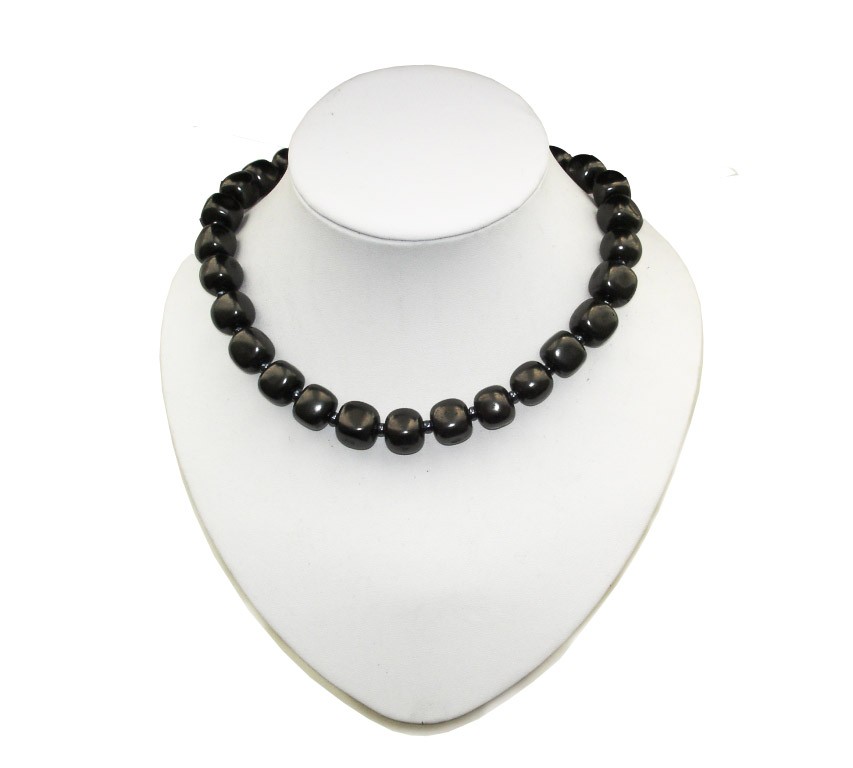 Shungite necklace "Tumbled Cube" with silver glass beads - Real noble ...